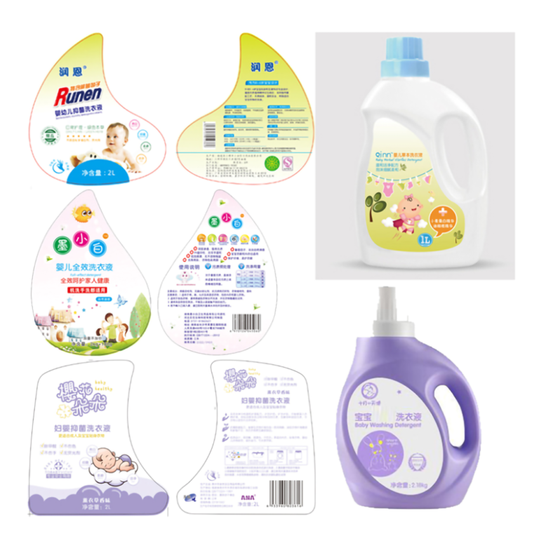 Custom Printing Private Logo Roll Self Adhesive PVC PE Detergent Bottle ...